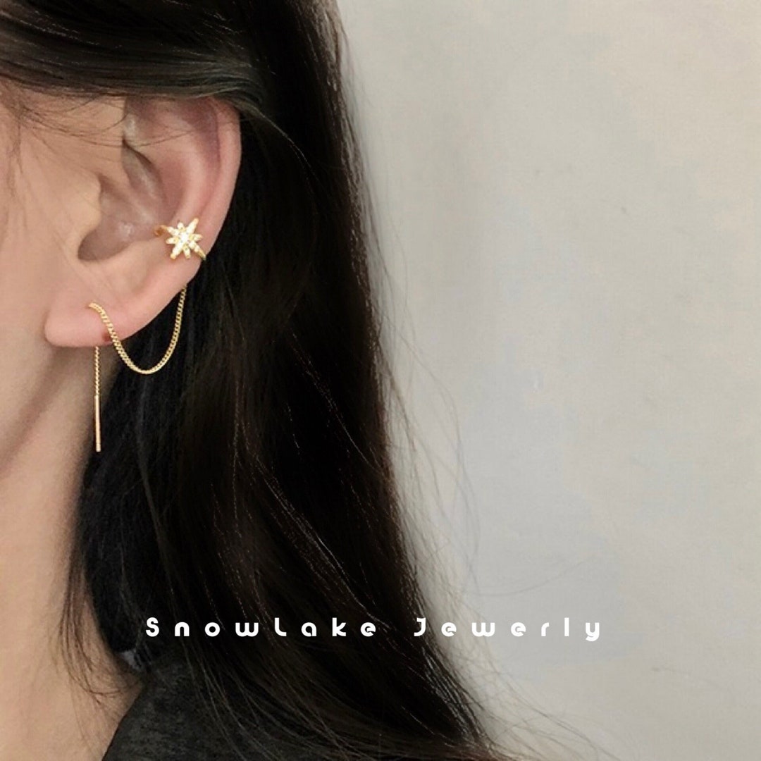 Ear Cuff Star Chain Earring Star Ear Cuff Chain Ear Cuff Gold Ear Cuff ...