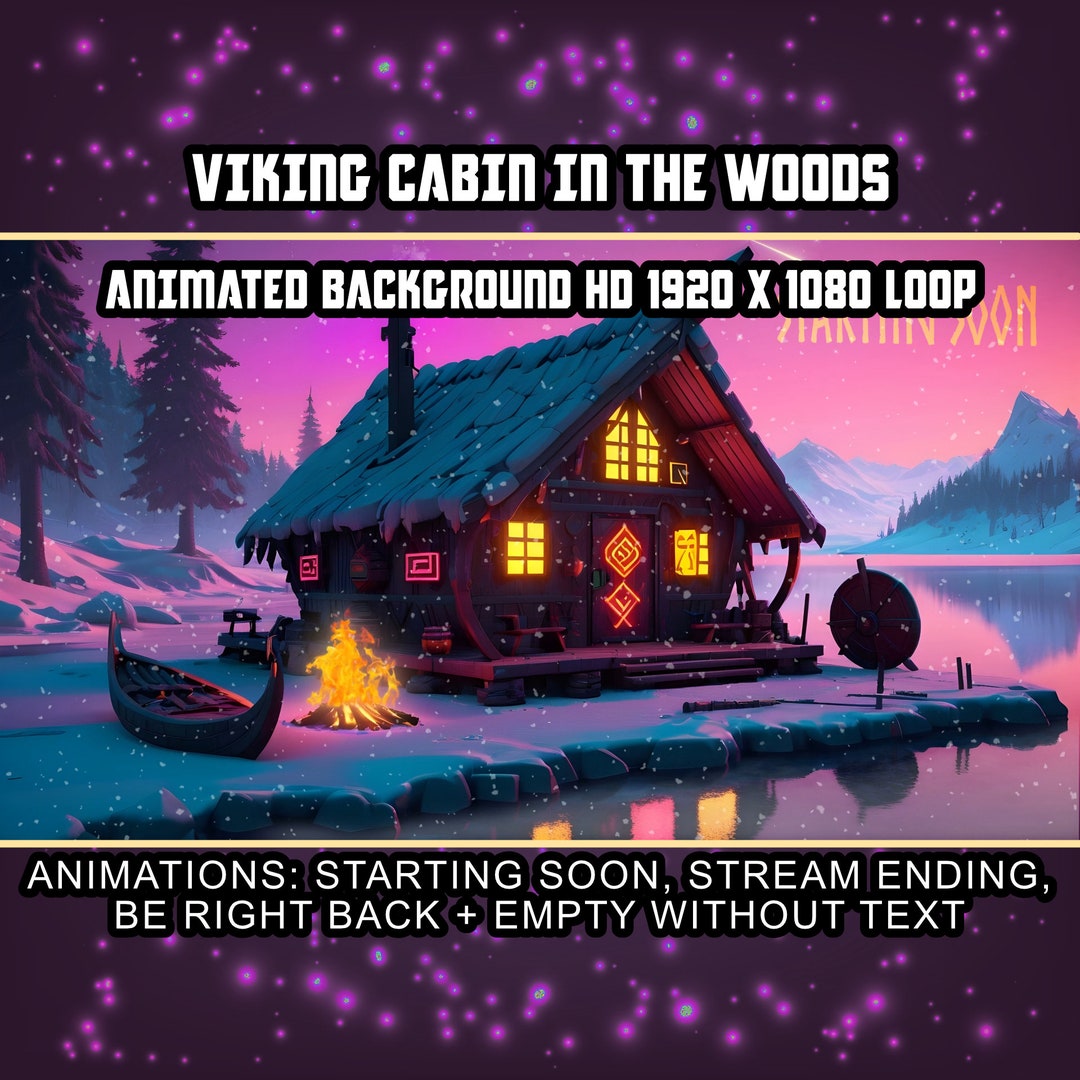 Viking Cabin in the Woods Animated Background, Wallpaper Loop,lo-fi ...