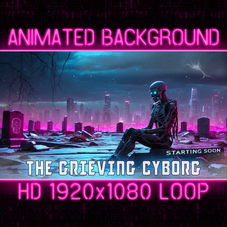 Cyberpunk Grieving Cyborg Graveyard - Virtual Background Vtuber Twitch ...