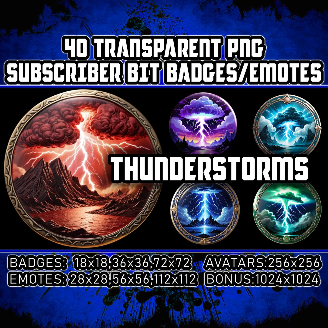 Thunderstorm Twitch Kick Sub Bit Badges for Streamers,vtubers,40 ...