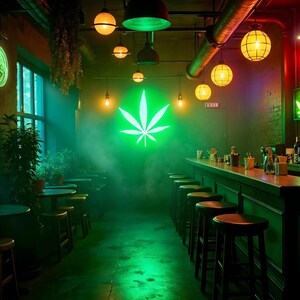 Cyberpunk Weed Cafe Bar Animated Virtual Background Vtuber Twitch ...