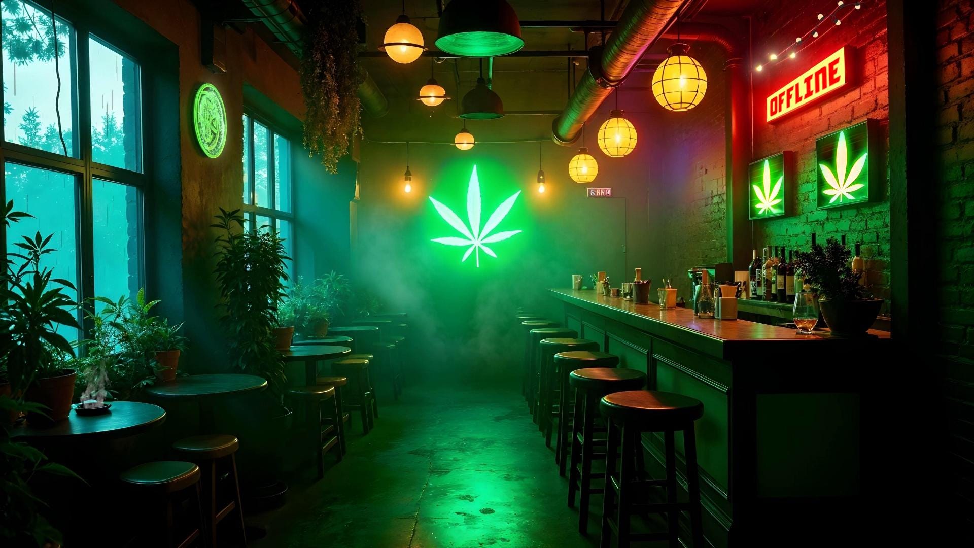 Cyberpunk Weed Cafe Bar Animated Virtual Background Vtuber Twitch ...