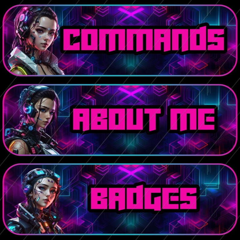 60 Cyberpunk Anime Twitch Panels, Transparent PNG, 3 Sizes 320x100 ...