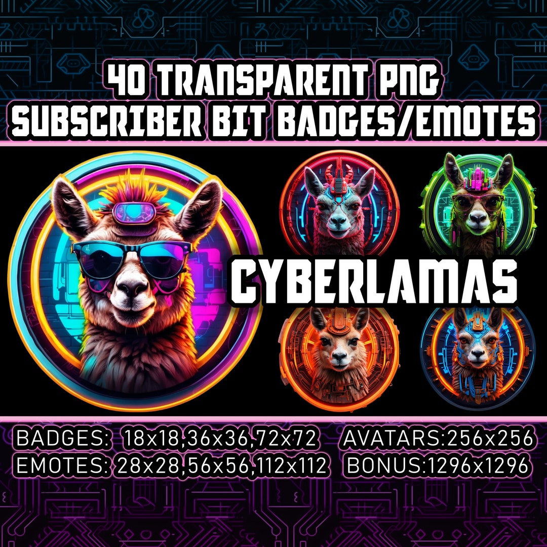 Lama Twitch Kick Sub Bit Badges for Streamers, Vtubers,llama Lovers ...