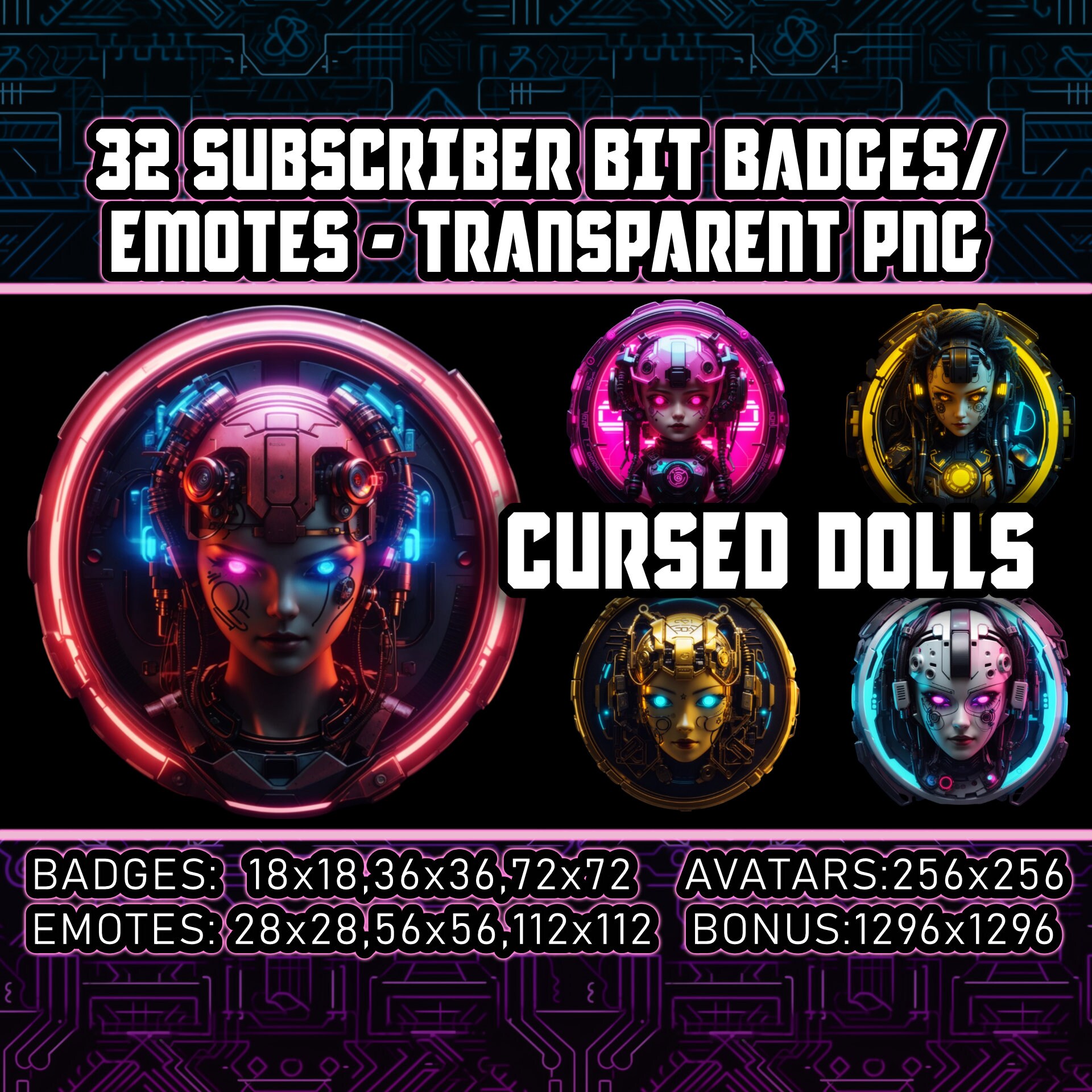 Cursed Dolls Emotes 32 Transparent PNG Twitch Sub Bit Badges for ...