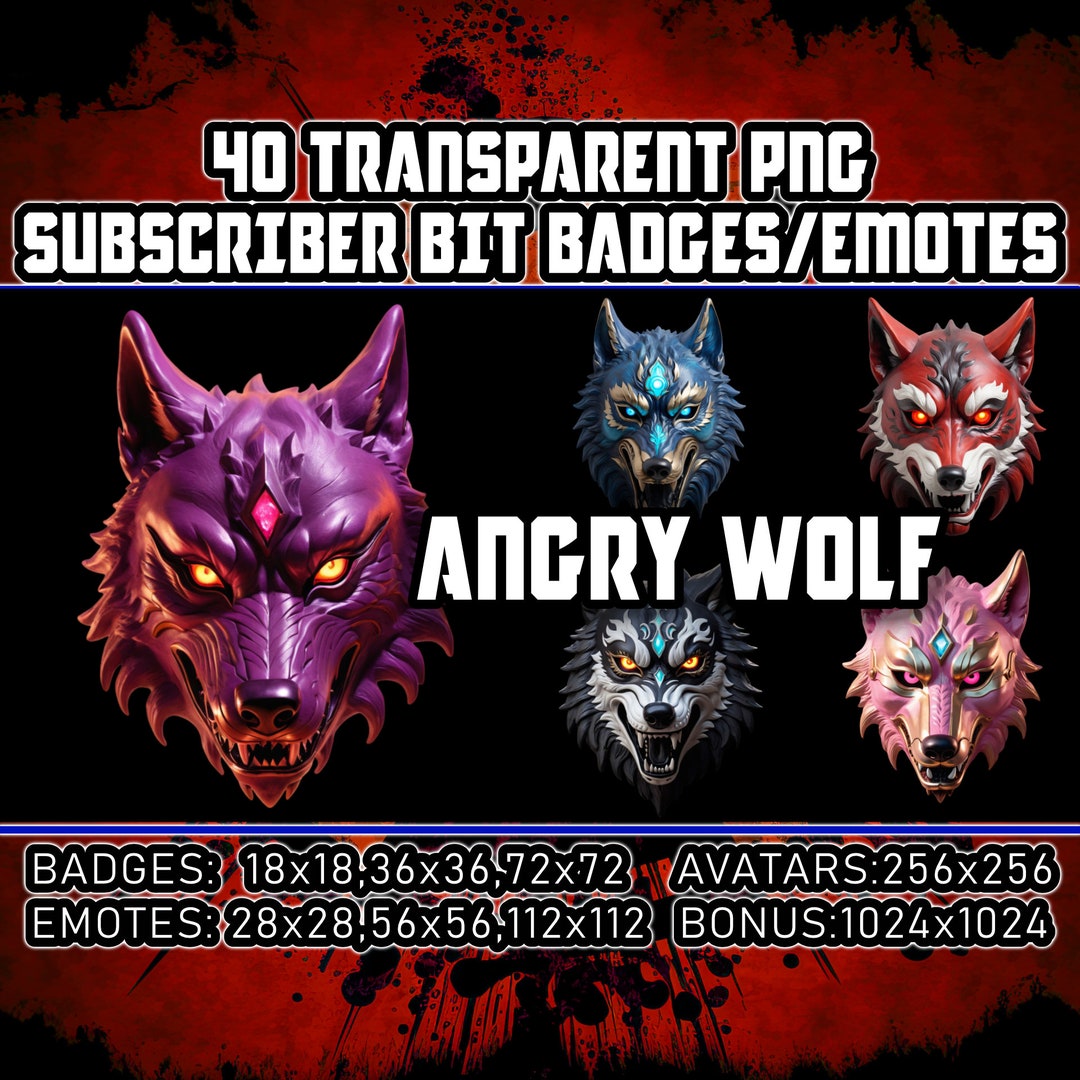 Angry Wolf Twitch Kick Sub/bit Badges for Streamers,vtubers,animal ...