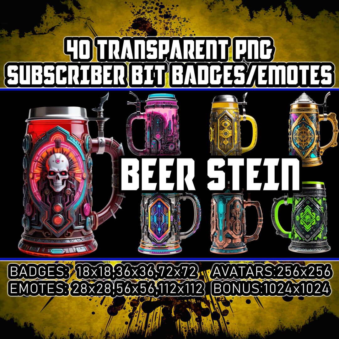 Cyberpunk Beer Stein Twitch Kick Sub Bit Badges for Streamers,vtubers ...