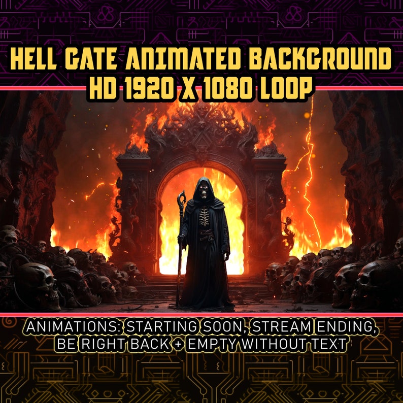 Grim Reaper Hell Gate Animated Virtual Background Vtuber Twitch Streaming Moving Wallpaper Loop ...