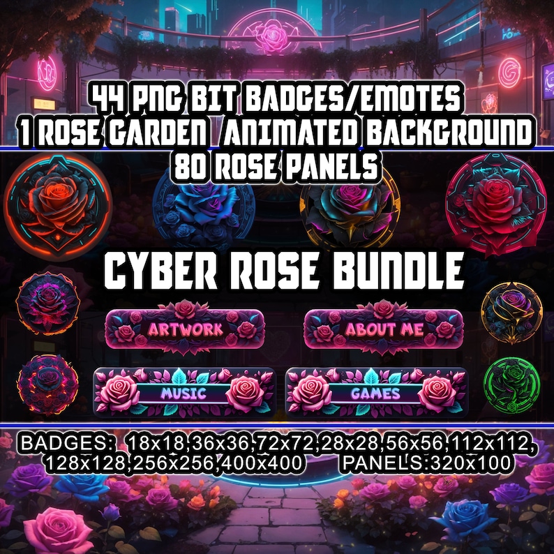 Roses Streaming Bundle Twitch Kick Sub Bit Badges for Streamers,vtubers ...