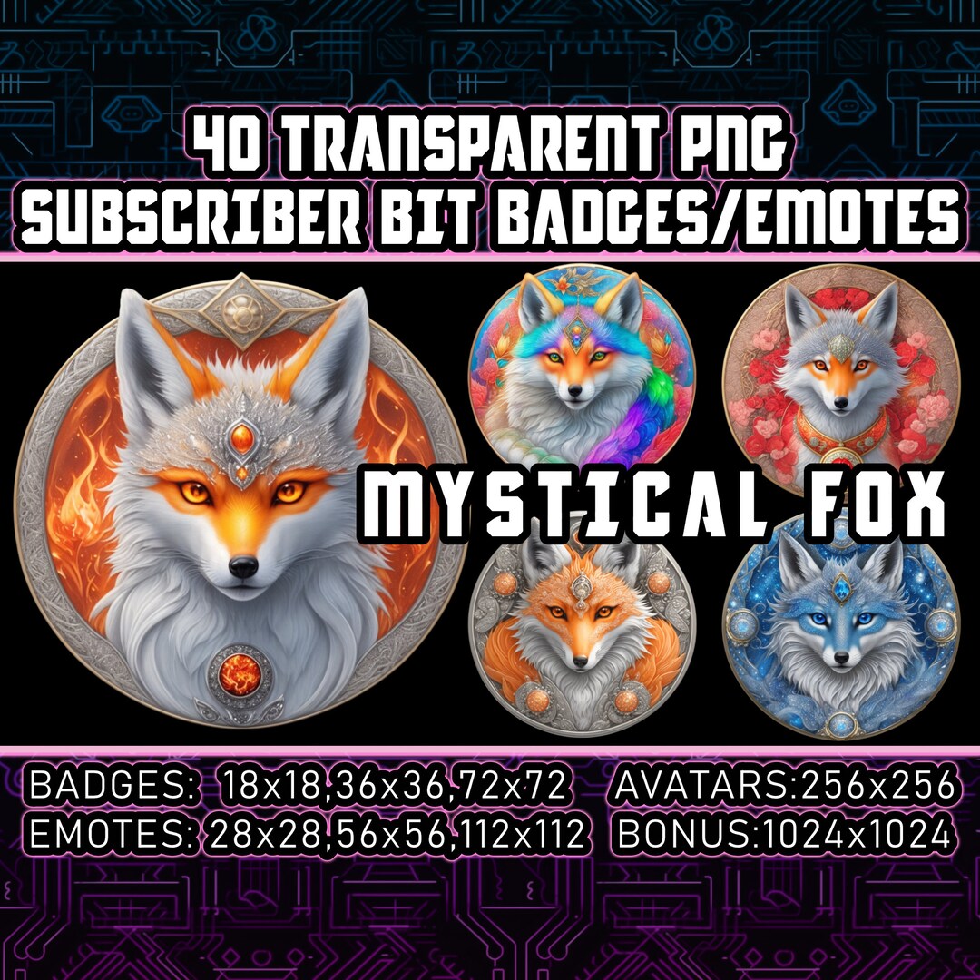 Mystical Kitsune Twitch Sub and Bit Badges for Streamers, Japanese Fox ...