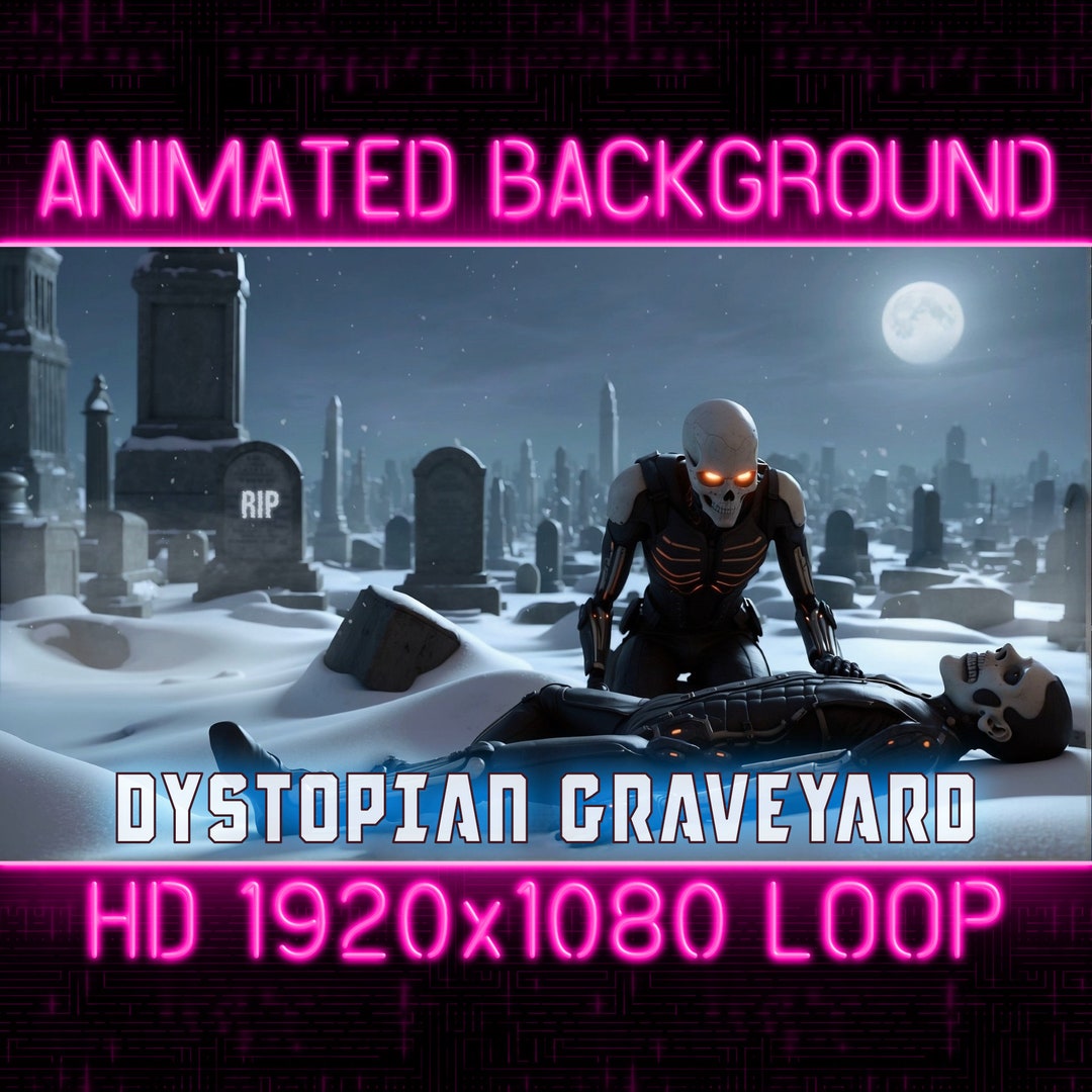 Cyberpunk Dystopian Skull Graveyard Virtual Background Vtuber Twitch ...