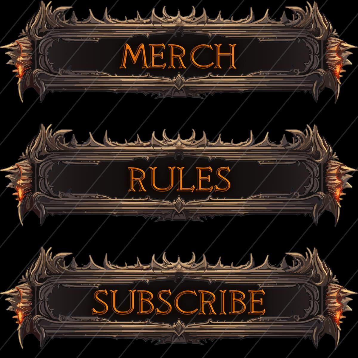 60 Medieval Twitch Panels, Transparent PNG, 3 Sizes (320x100,640x200 ...