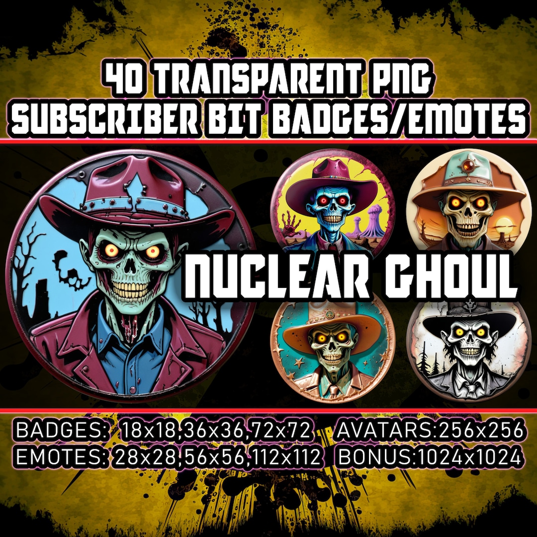 Atomic Cowboy Ghoul Twitch Kick Sub Bit Badges for Streamers,vtubers,40 ...