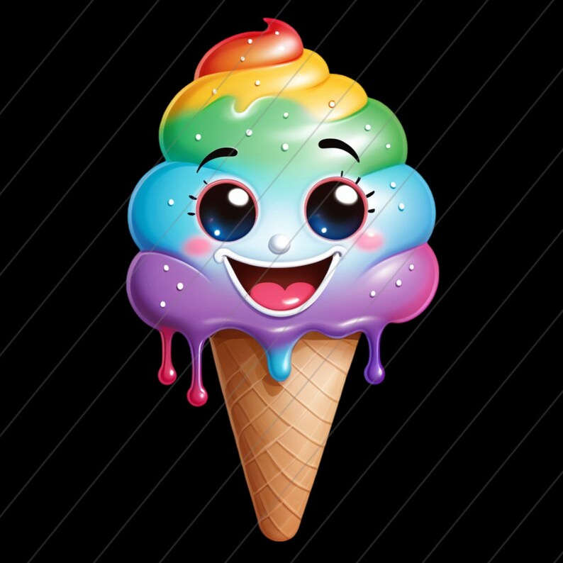 Happy Ice Cream Twitch Kick Sub Bit Badges for Streamers,vtubers,40 ...