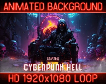 Cyberpunk Grim Reaper Hell Animated Virtual Background Vtuber Twitch ...