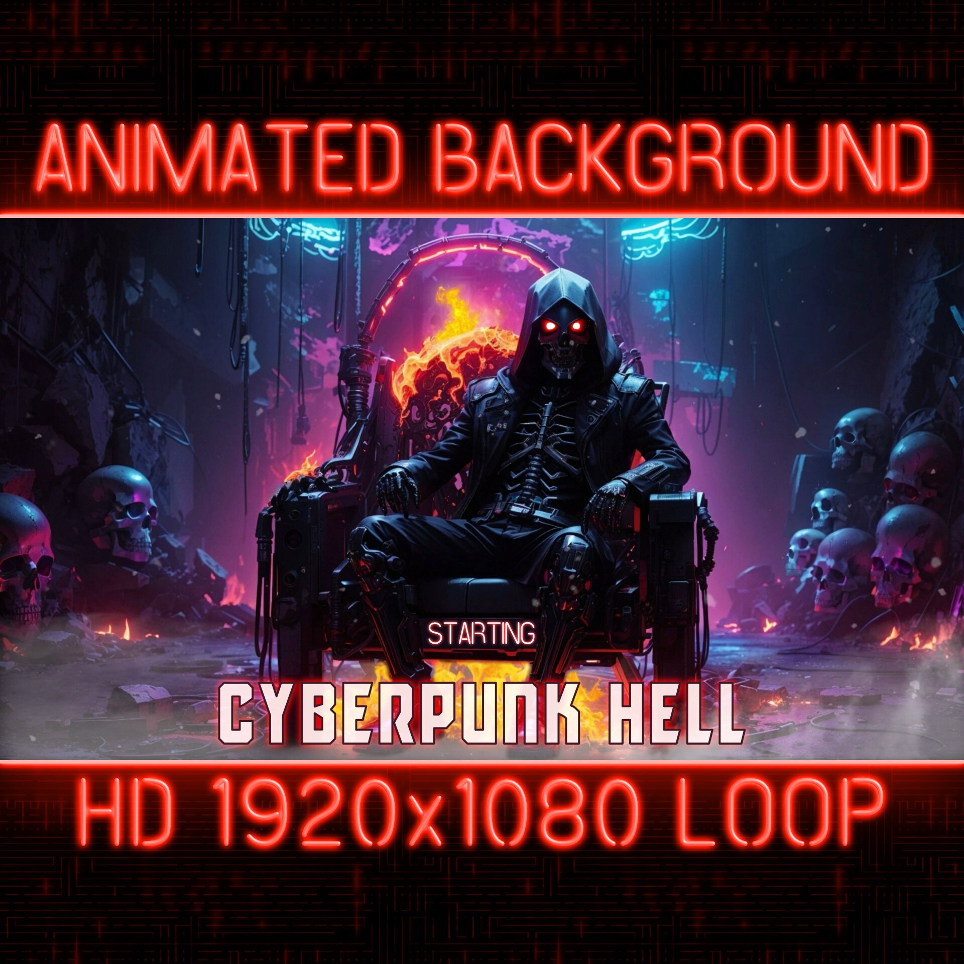 Cyberpunk Grim Reaper Hell Animated Virtual Background Vtuber Twitch ...