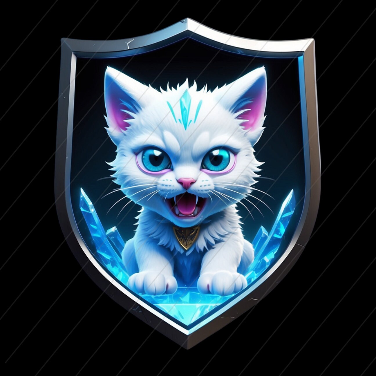 Cyberpunk Angry Kitten Shield Twitch Kick Sub Bit Badges 4 Streamers ...