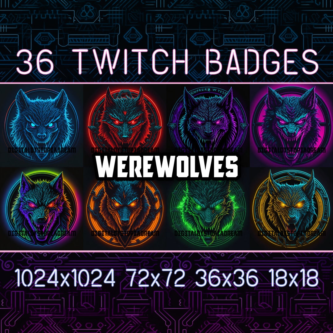 36 Cyberpunk Werewolves Twitch Sub Badges and Bit Badges for - Etsy