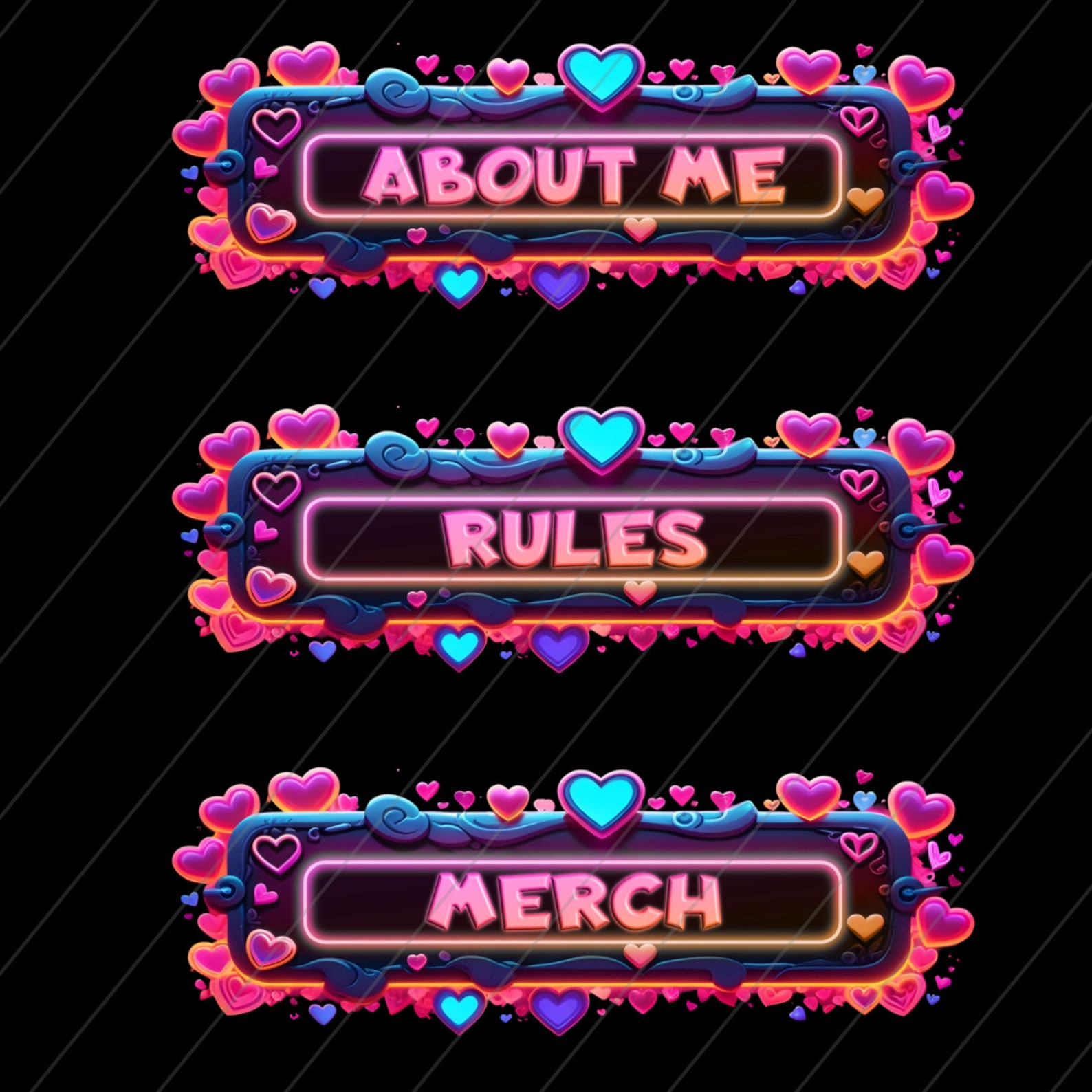 Love Twitch Panels for Streamers,2 X 40 Transparent Pngs,valentine ...