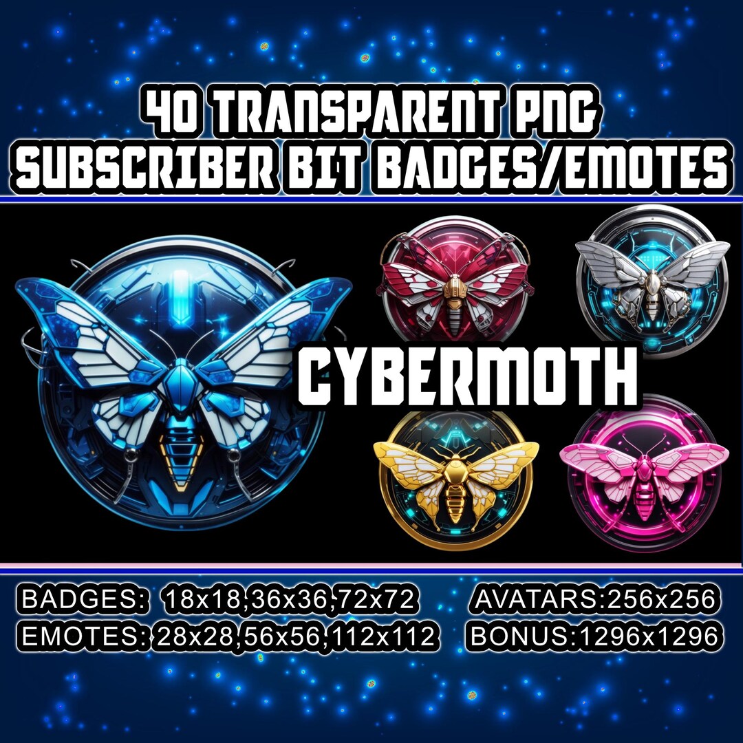 Moth Emote Twitch Kick Sub and Bit Badges for Streamers,vtubers, 40 ...