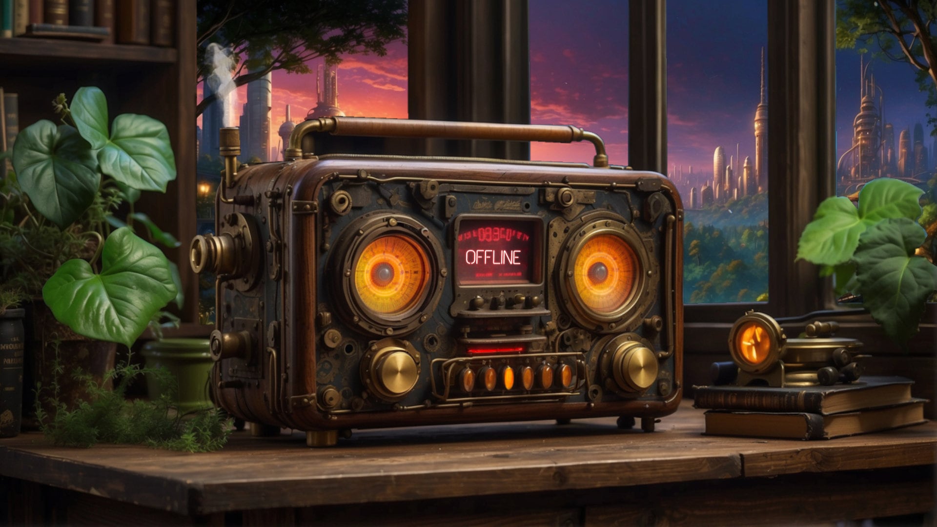 Steampunk Radio Animated Virtual Background Vtuber Twitch Streaming ...
