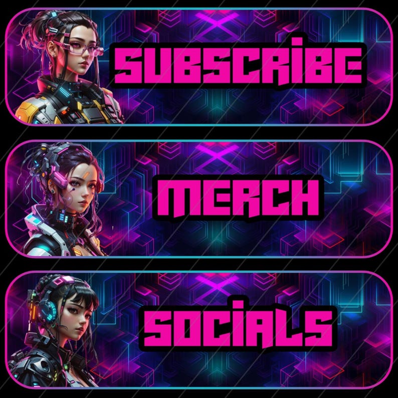 60 Cyberpunk Anime Twitch Panels, Transparent PNG, 3 Sizes 320x100 ...