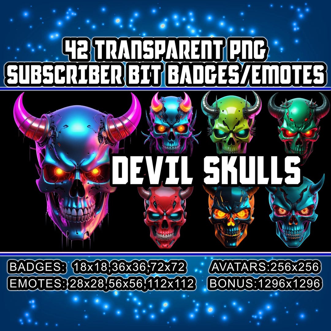Cyberpunk Devil Skulls 42 Transparent PNG Twitch Kick Sub Bit Badges ...