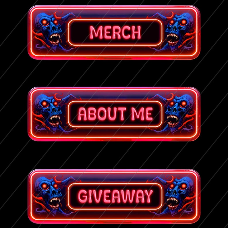 Horror Twitch Panels for Streamers,2 X 40 Zombie Skull Transparent Pngs ...