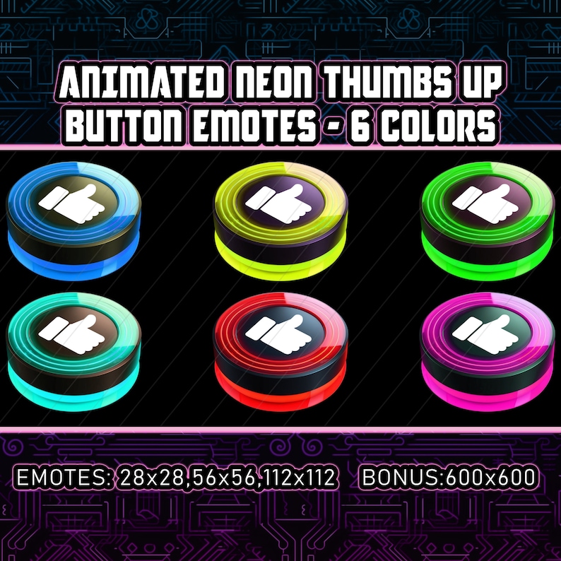 Animated Neon Like Button Twitch Emotes,6 Colors, 28x28,56x56,112x112 ...