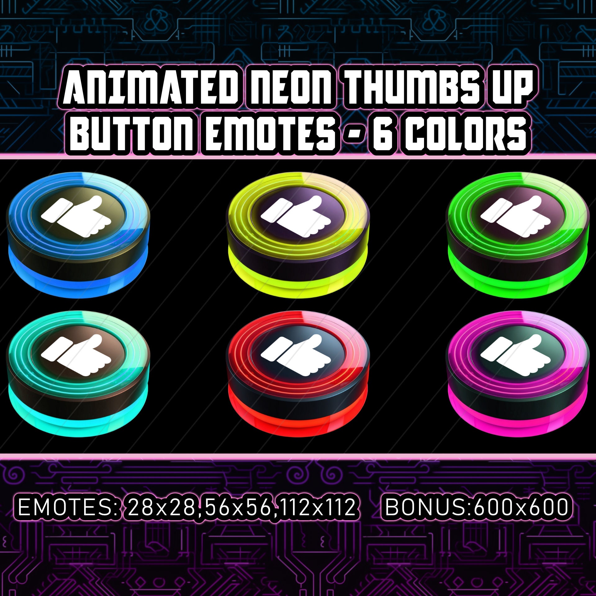 Animated Neon Like Button Twitch Emotes,6 Colors, 28x28,56x56,112x112 ...