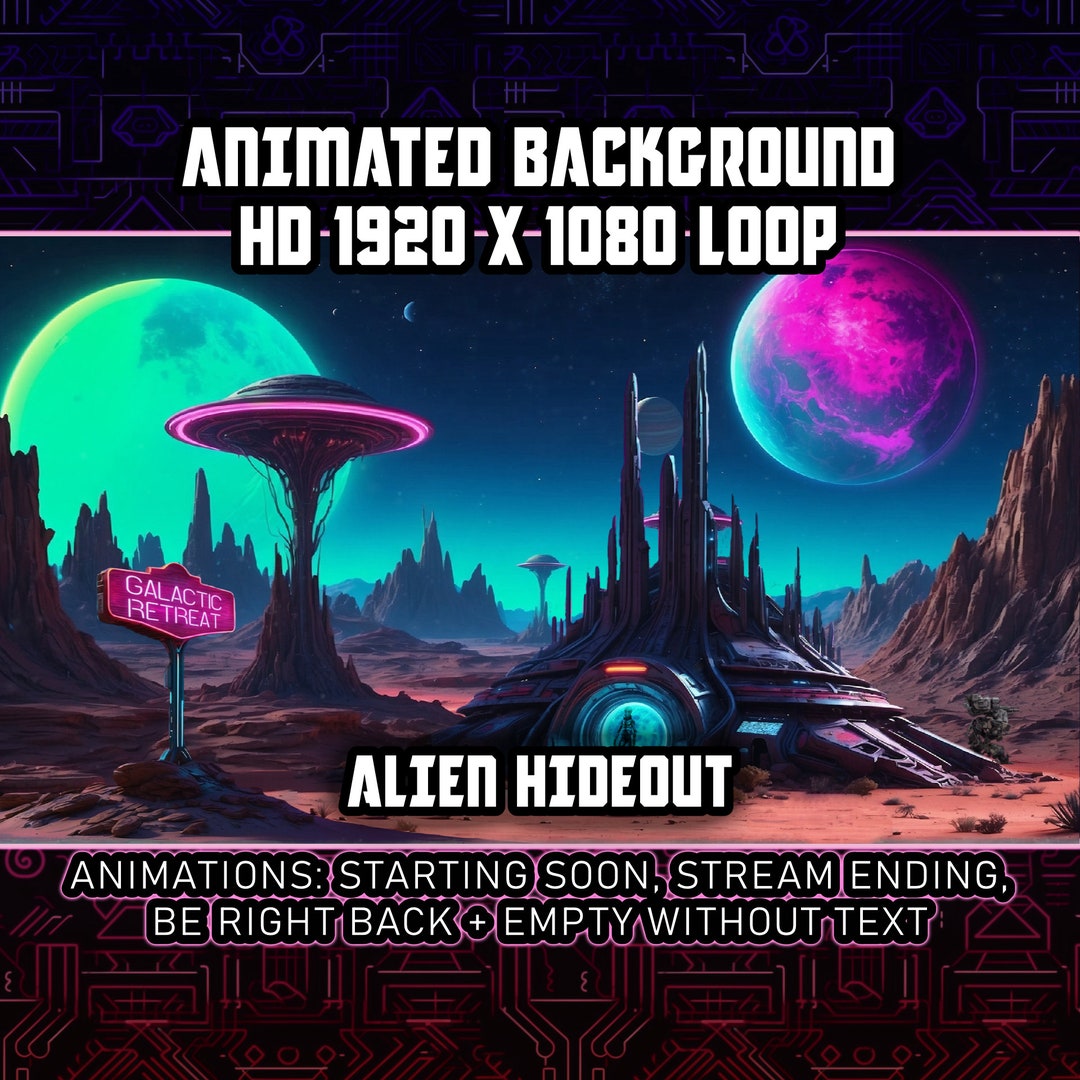Cyberpunk Alien Hideout Animated Virtual Background Vtuber Twitch Streaming Moving Wallpaper ...