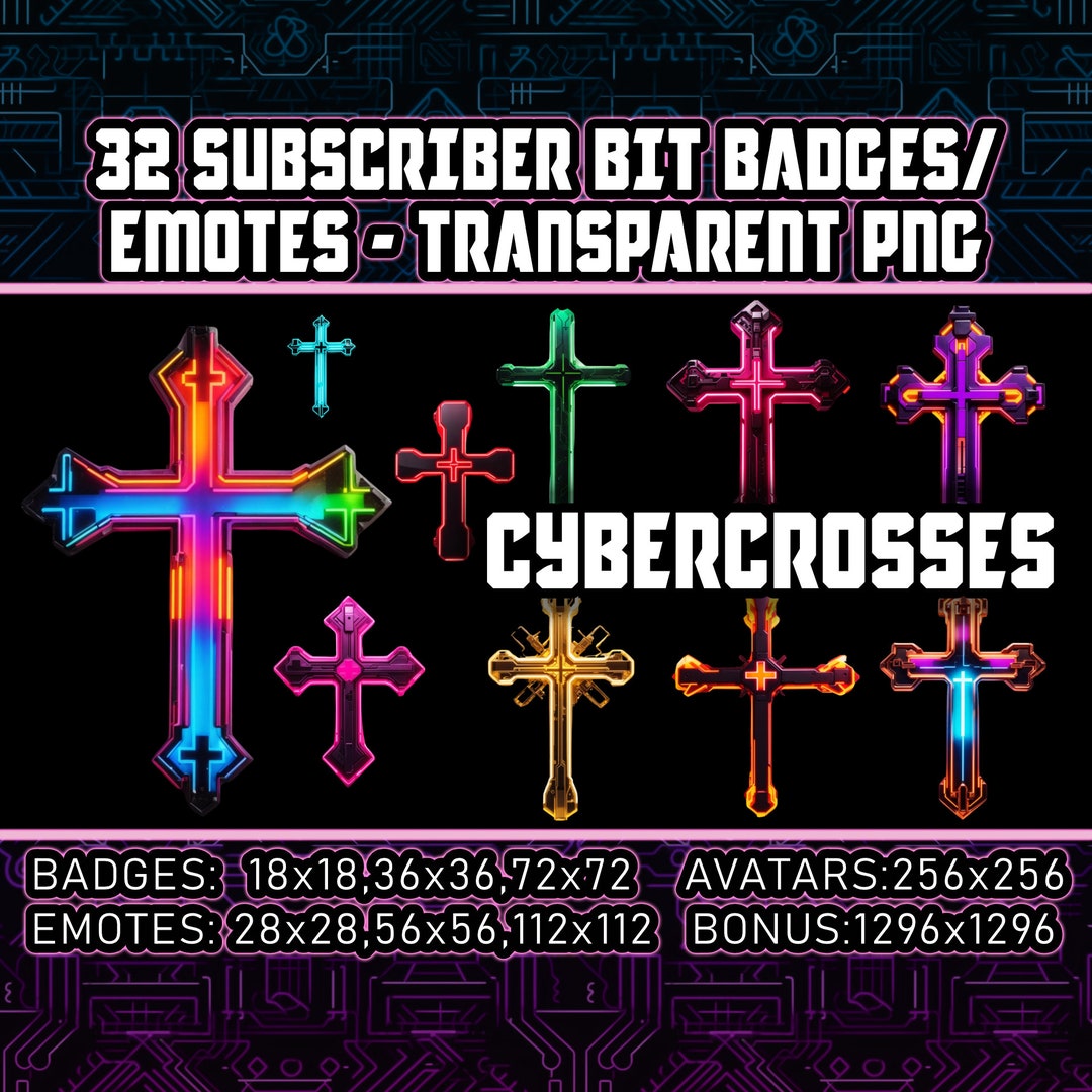 Cross Cyberpunk Twitch Sub Bit Badges für Streamer, VTuber, 32 ...