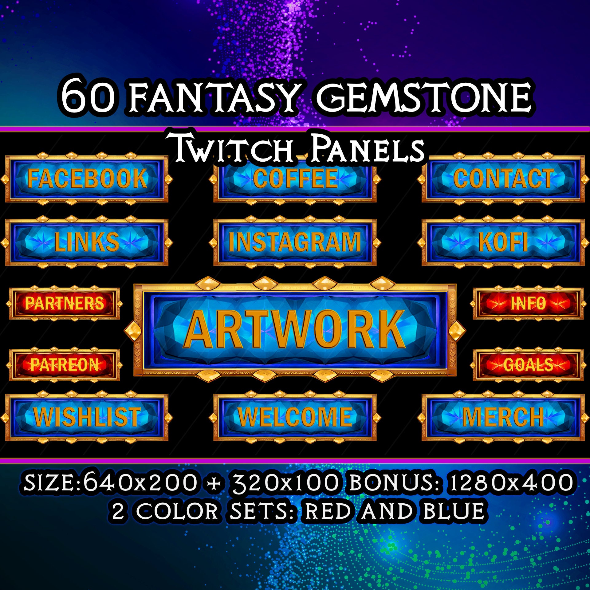 60 Fantasy Twitch Panels,transparent PNG (320x100,640x200 and 1280x400 ...