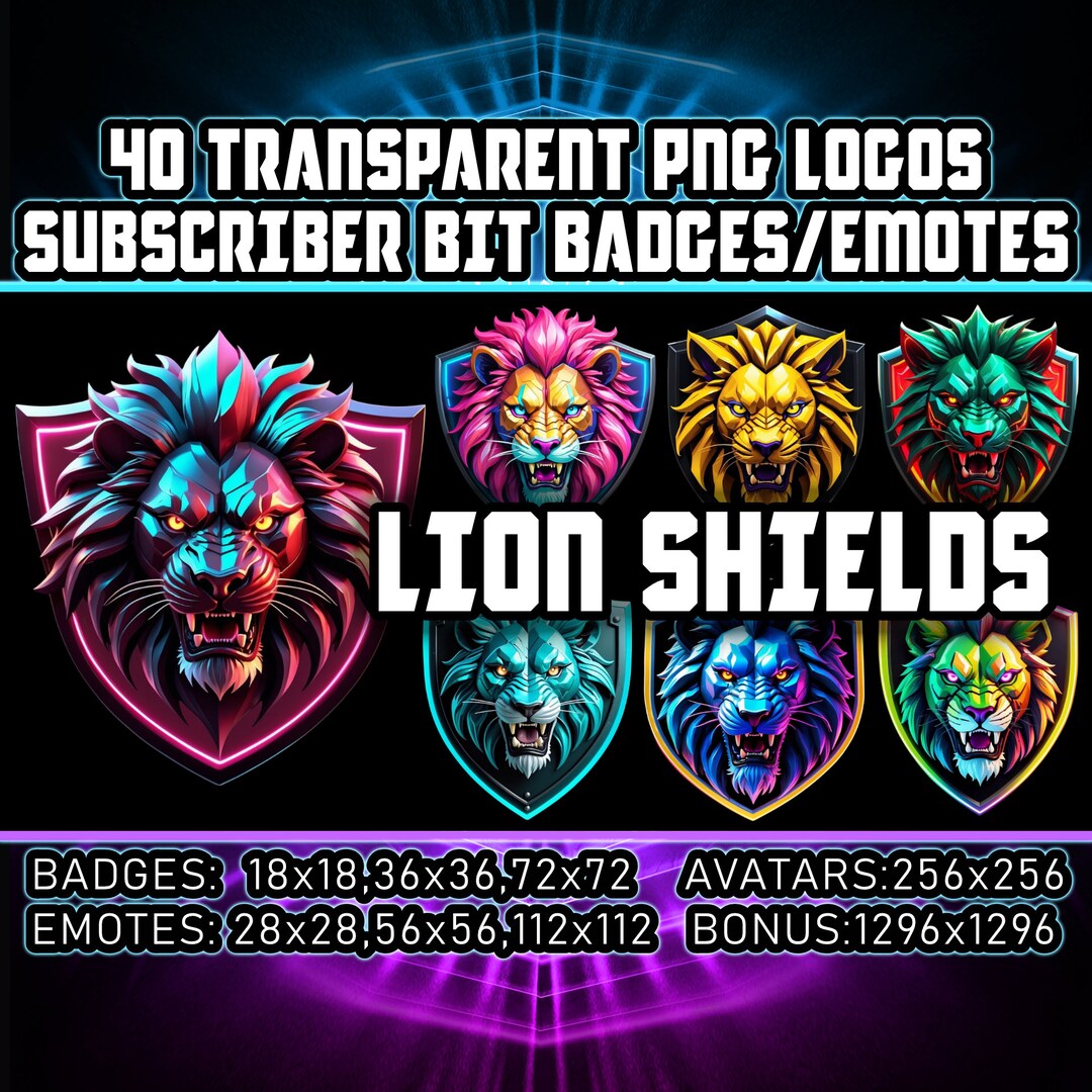 Cyberpunk Lion Shields Twitch Kick Sub/bit Badges for Streamers,vtubers ...