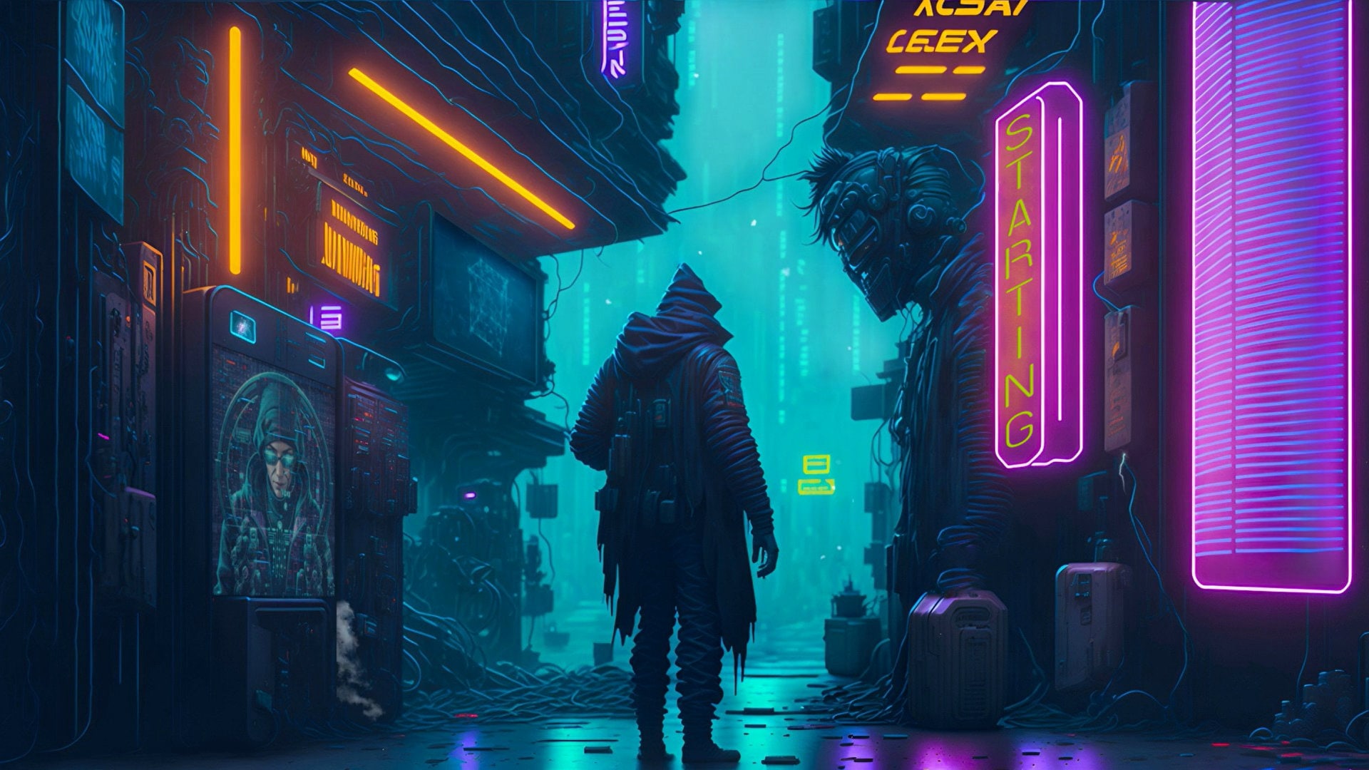 Cyberpunk Hacker Alley Animated Virtual Background Vtuber Twitch ...