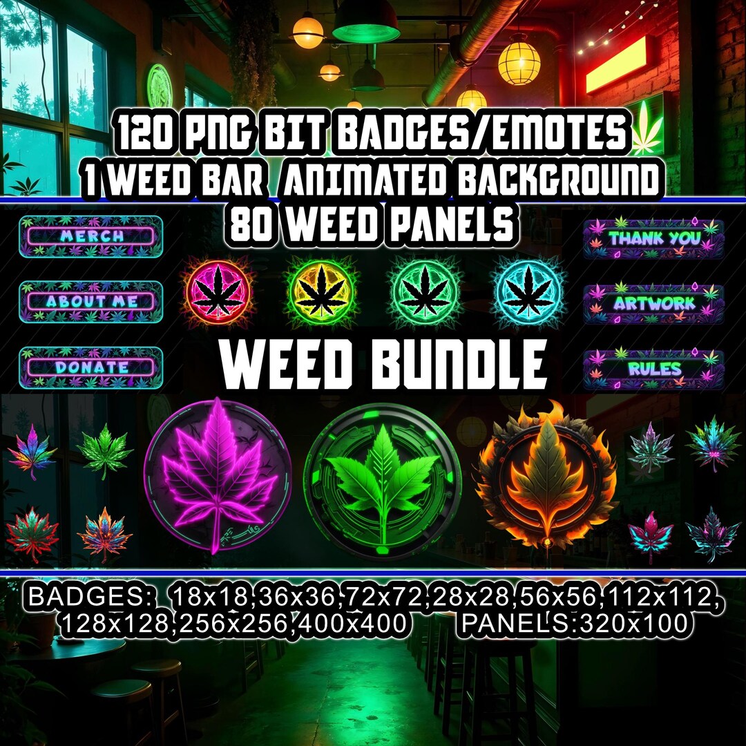 Weed Streaming Bundle Twitch Kick Sub Bit Badges for Streamers,vtubers ...