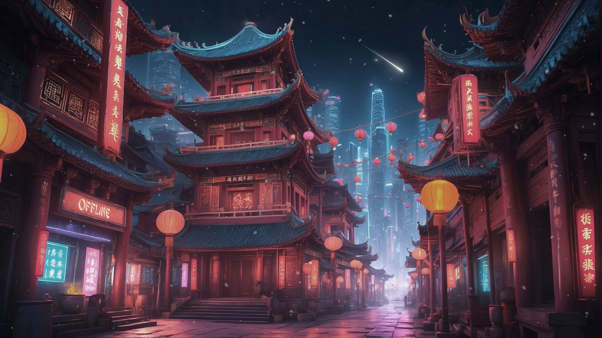 Animated Chinatown Alley Virtual Background Vtuber Twitch Streaming ...