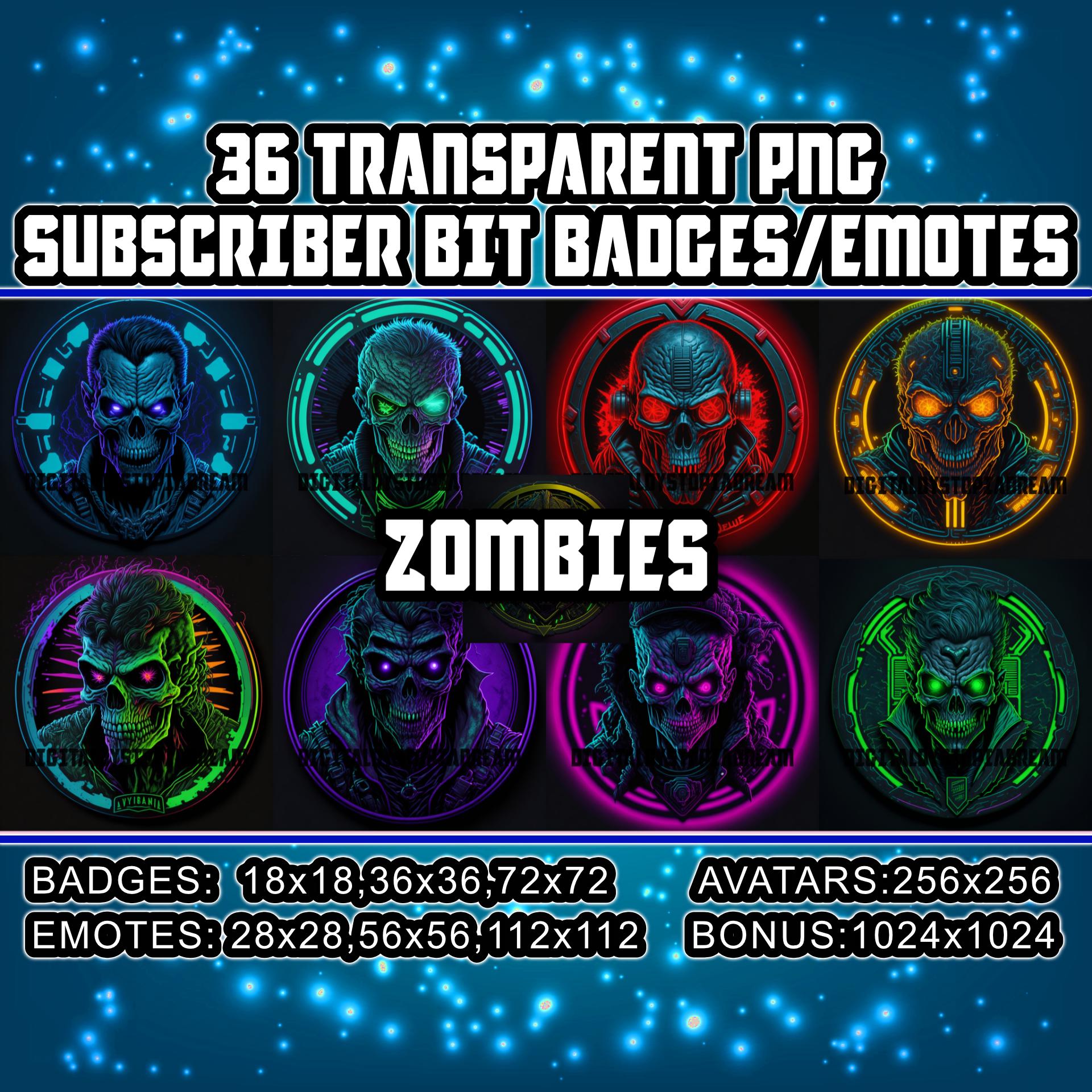 Cyberpunk Zombies Twitch Kick Sub Badges and Bit Badges for Streamers ...