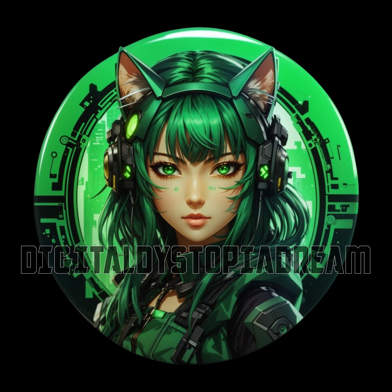Cyberpunk Anime Cat Girl Twitch Sub Bit Badges for Streamers, Vtuber ...