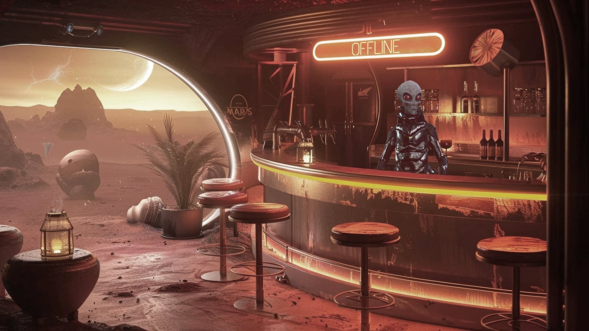 Alien Mars Cafe Animated Virtual Background Vtuber Twitch Streaming ...