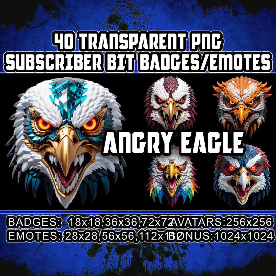 Fierce Eagle Twitch Kick Sub Bit Badges for Streamers,vtubers,animal ...