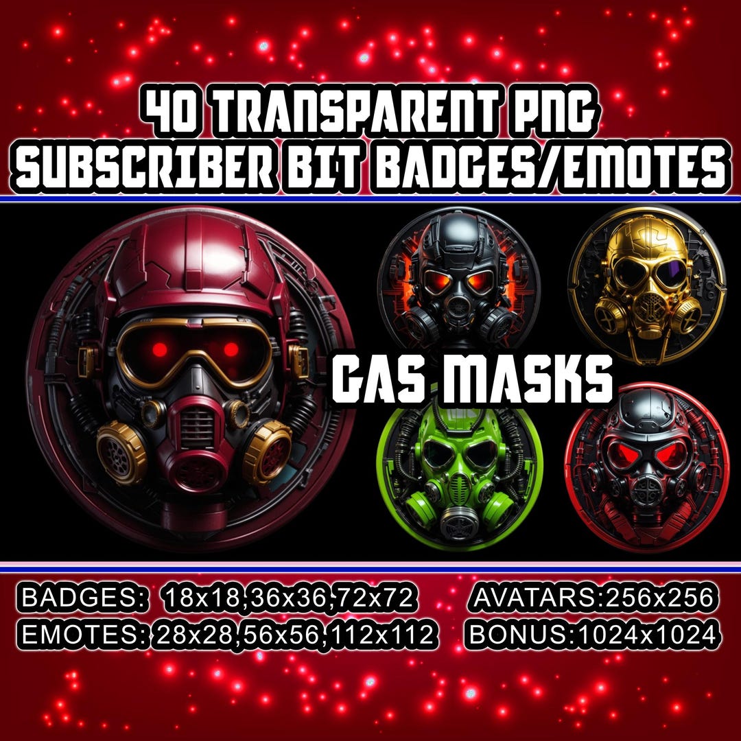 Cyberpunk Gas Masks Twitch Sub Bit Badges for Streamers, Vtubers ,punk ...