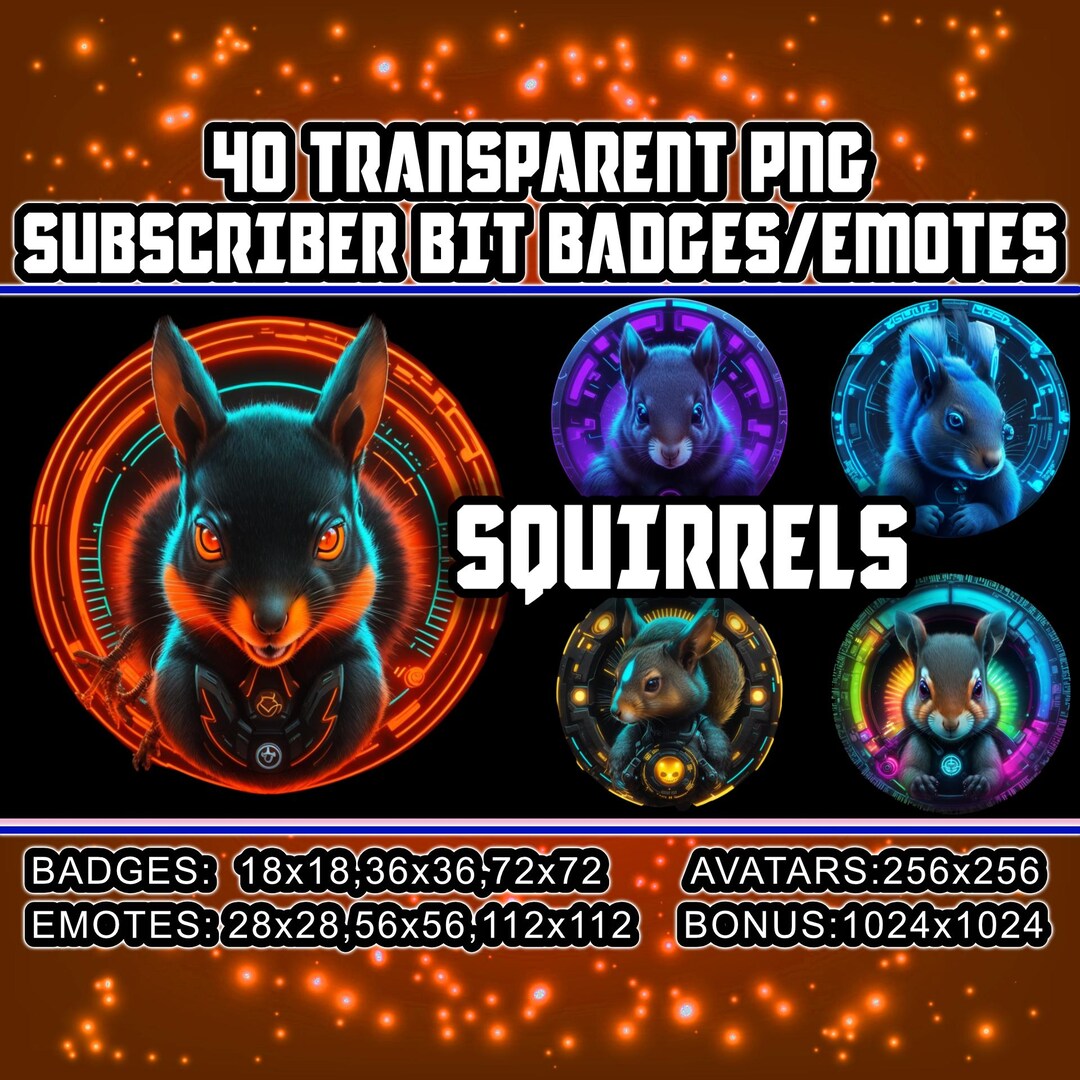 Cyberpunk Squirrels Twitch Kick Sub and Bit Badges for Streamers ...