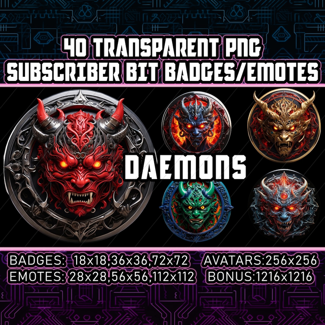 Cyberpunk Daemon Twitch Kick Sub Bit Badges for Streamers,vtubers ...