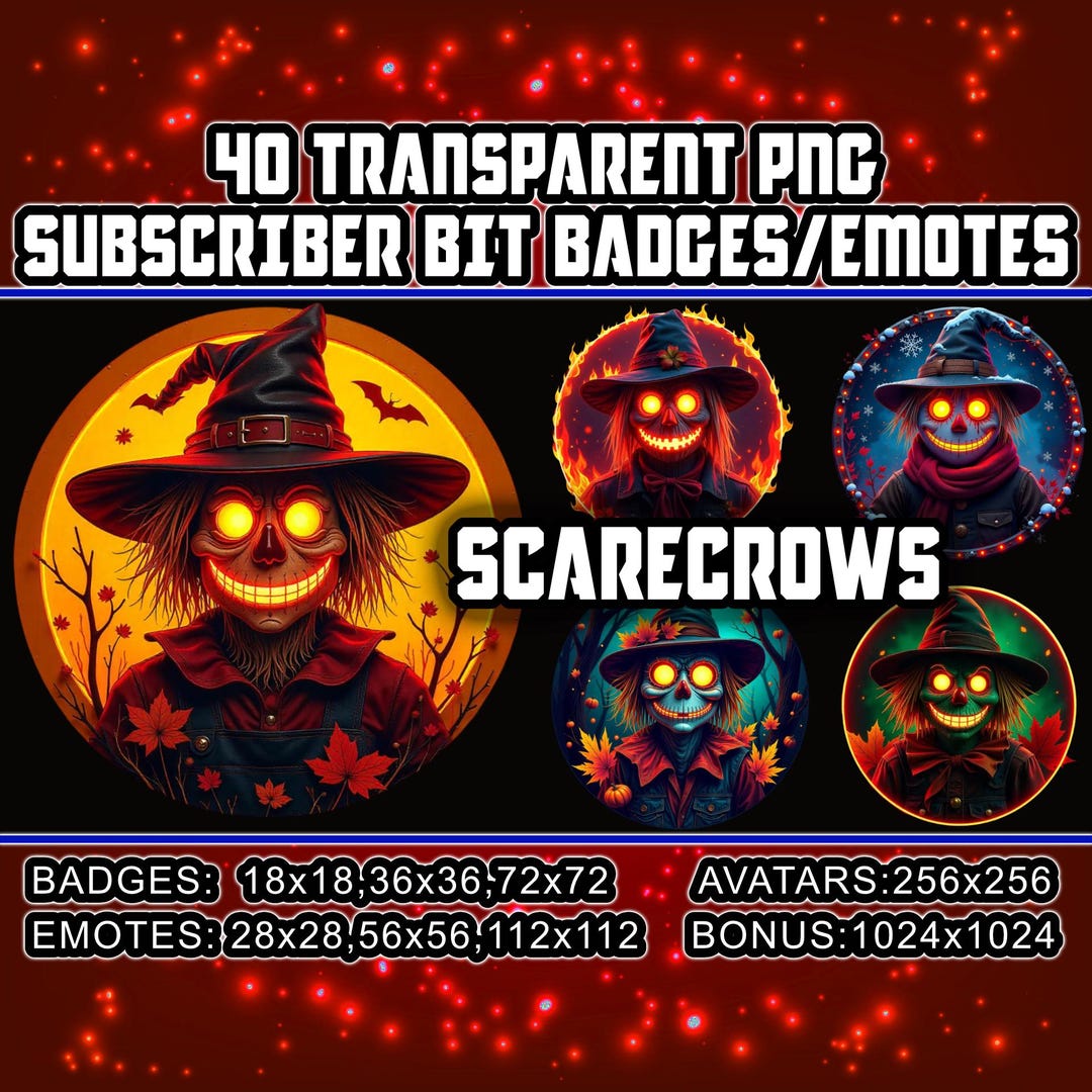 Scarecrow Twitch Kick Sub Bit Badges for Streamers,vtubers,40 Spooky ...