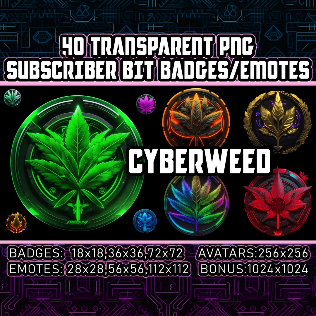 40 Weed Leafs Twitch Kick Sub Badges and Bit Badges for Streamers ...