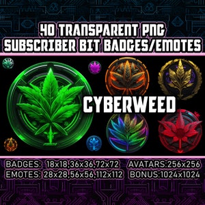 40 Weed Leafs Twitch Kick Sub Badges and Bit Badges for Streamers ...