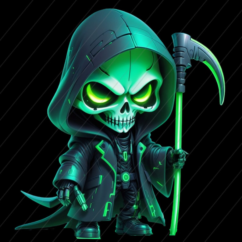 Cyberpunk Chibi Grim Reaper Twitch Kick Sub Badges and Bit Badges for ...