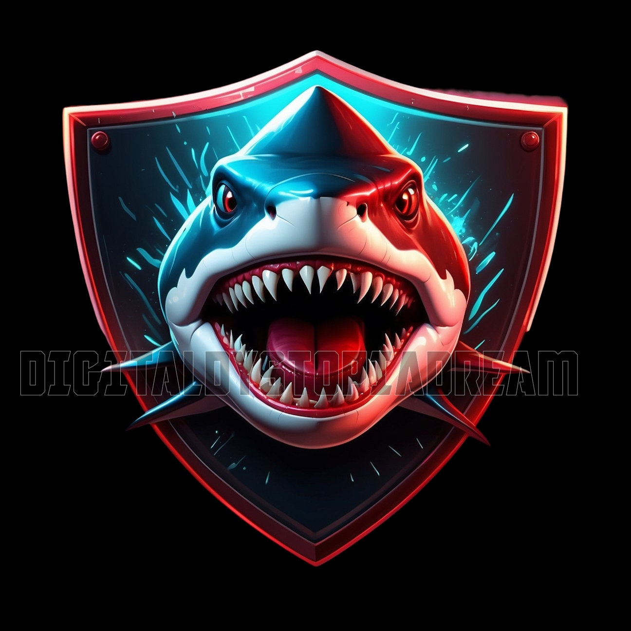 Cyberpunk Shark Shield Twitch Kick Sub Bit Badges for Streamers,vtubers ...