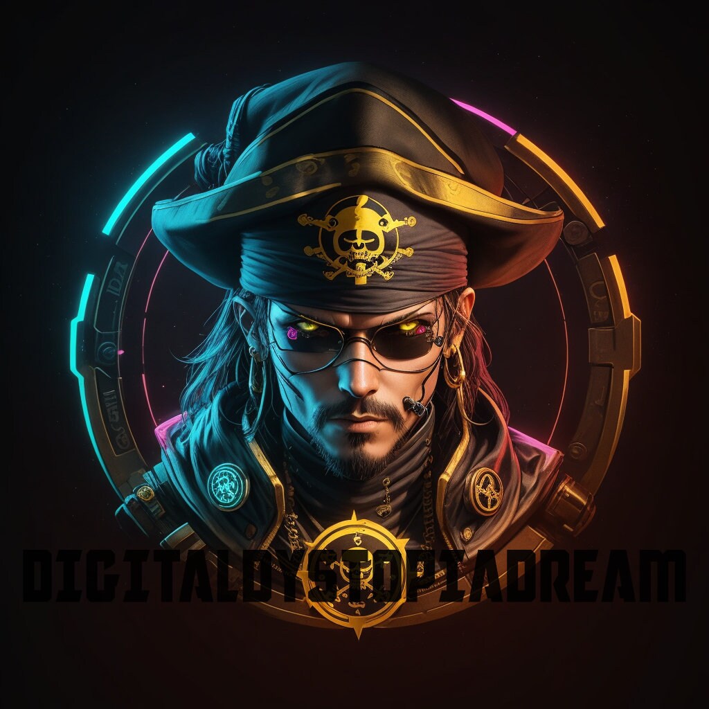 Cyberpunk Pirate Twitch Kick Sub and Bit Badges for Streamers, Neon ...